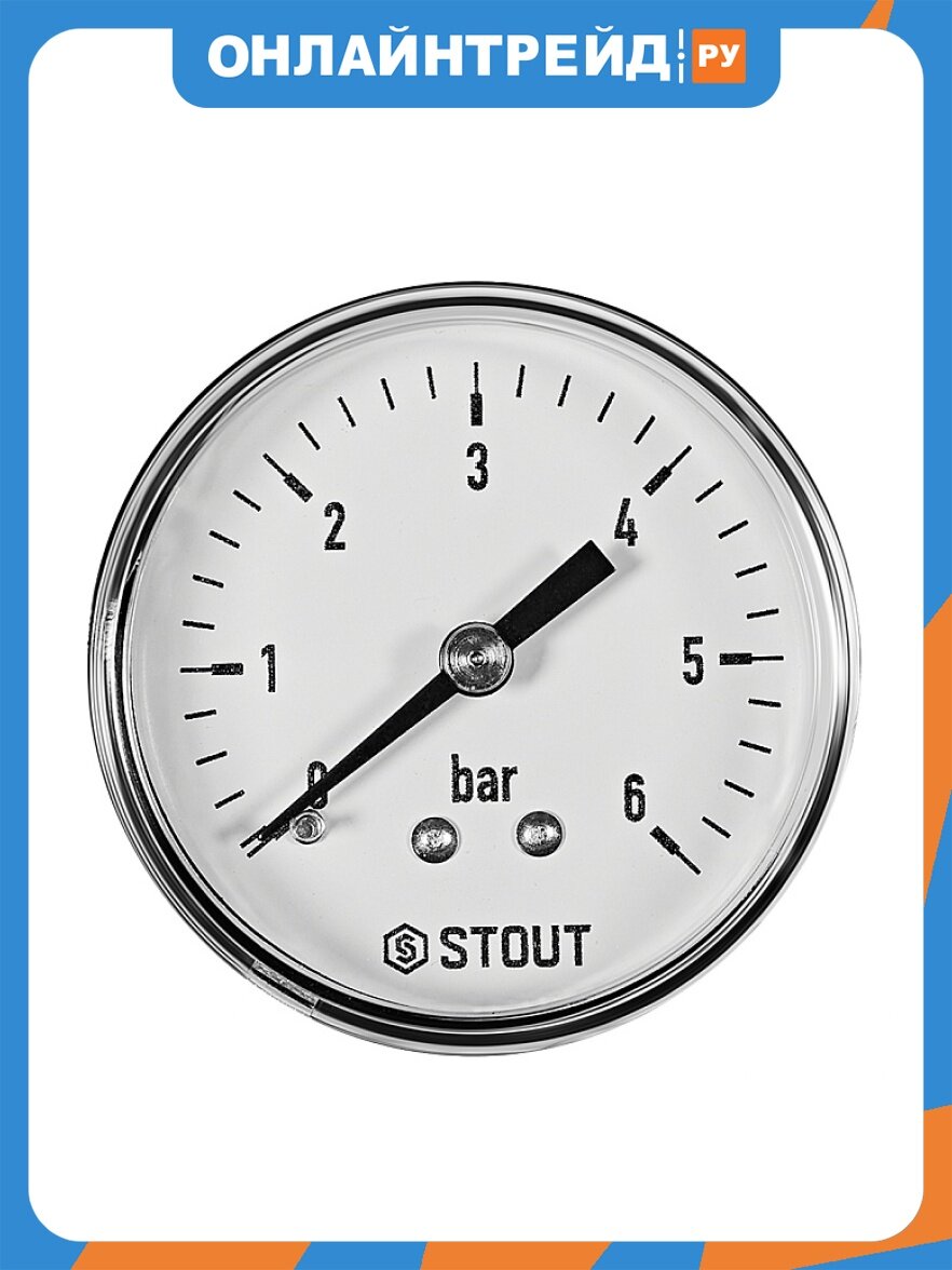 Манометр Stout аксиальный. Корпус Dn 50 мм 1/4 , 0.6 бар, кл.2.5