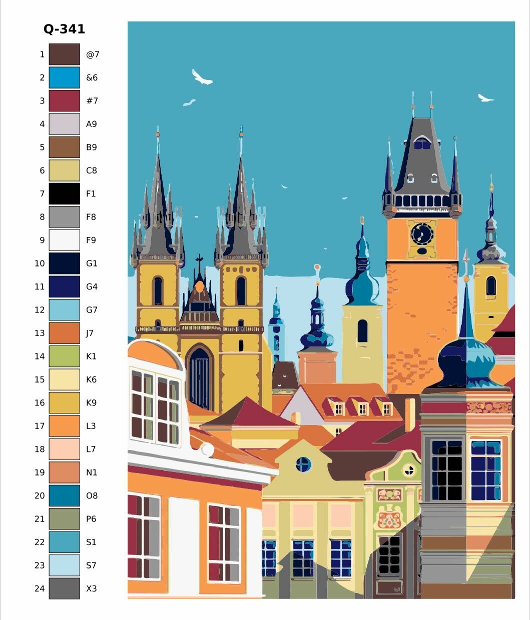 Картина по номерам Q341 "Пейзаж Праги" 50x70