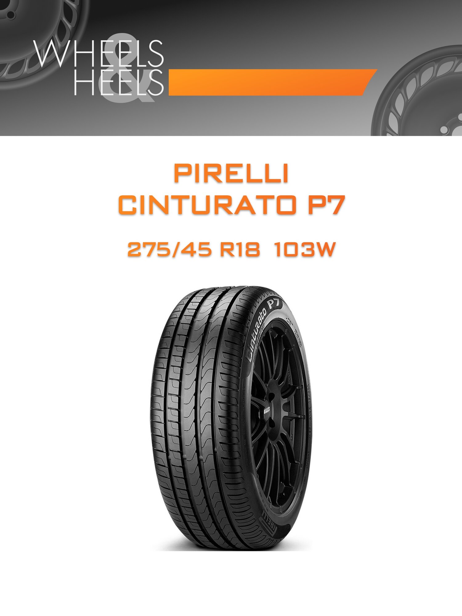 Шина автомобильная Pirelli CINTURATO P7 275/45 R18 103W SUMMER RF, летняя, универсальная
