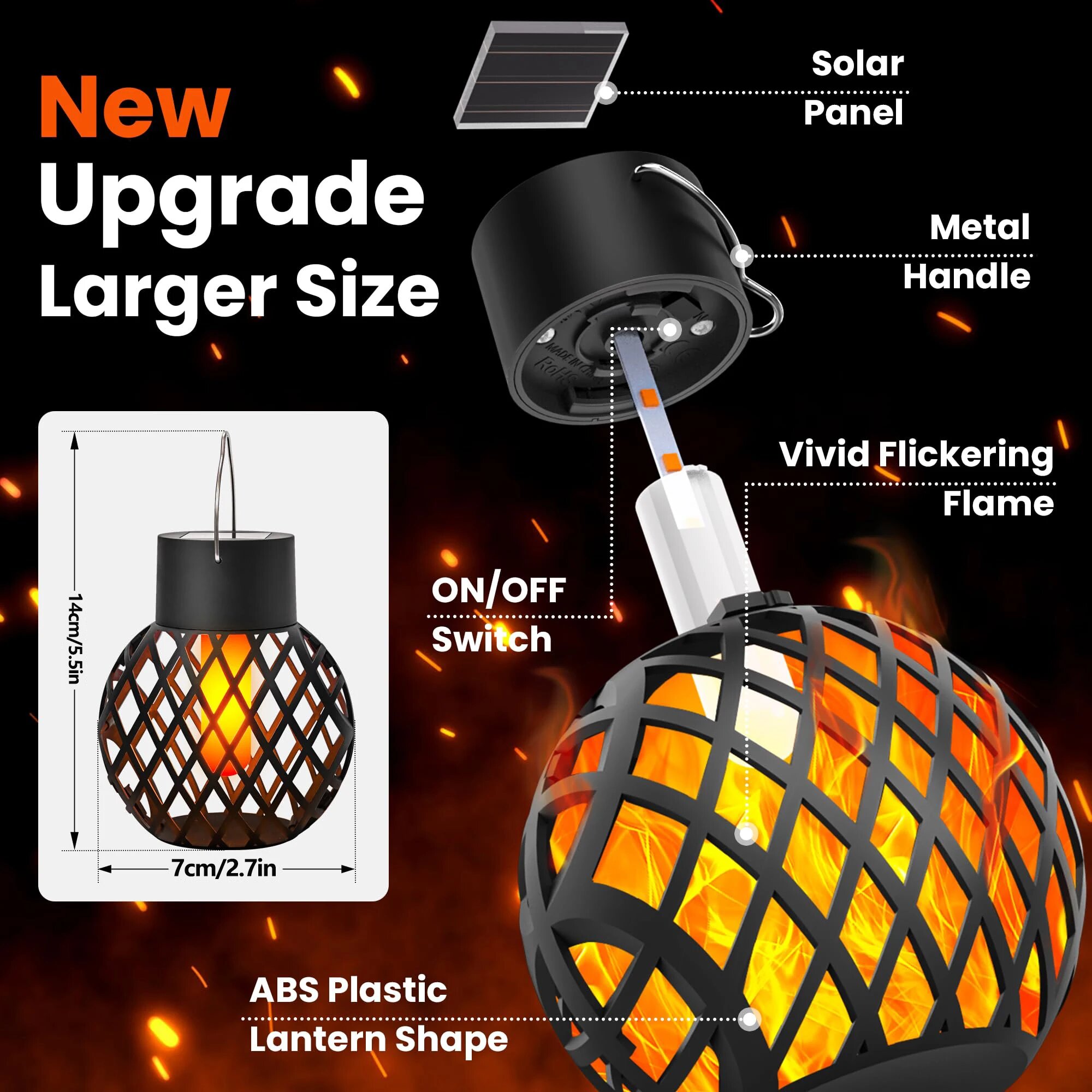 Солнечный подвесной фонарь XIWANGFIRE с эффектом пламени Upgrade 1PC