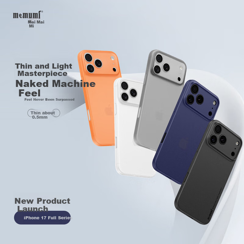 Memumi чехол для iPhone 17 Pro Max Ультратонкий матовый прозрачный защитный чехол черный минималистичный Модель：iPhone