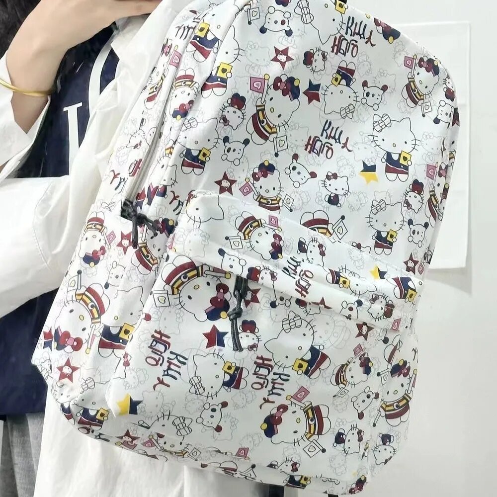 Рюкзак женский "Hello Kitty" белый, политекс, 42x29x13 см, вмещает А4 — фото 1