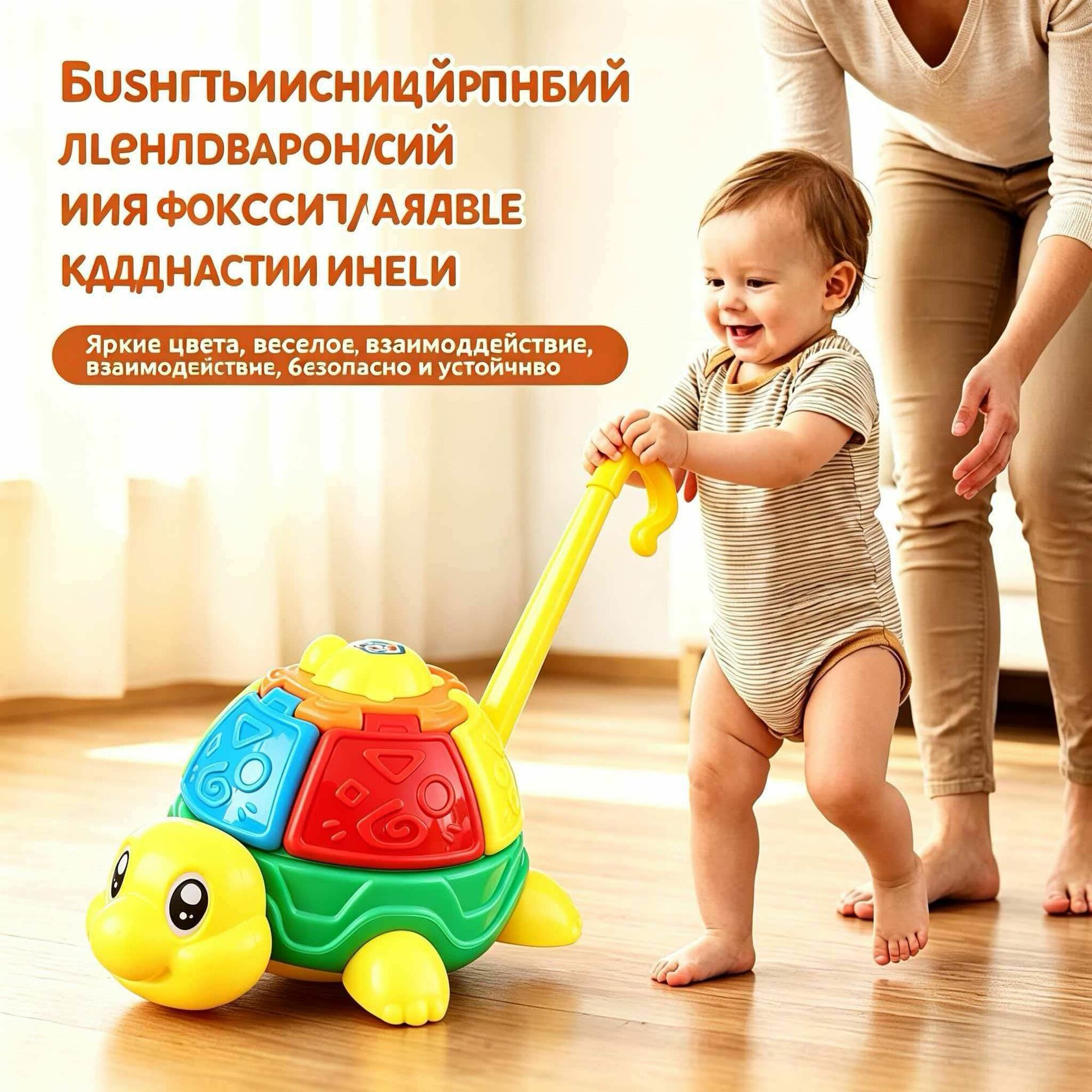 Детская каталка-паровоз на палочке