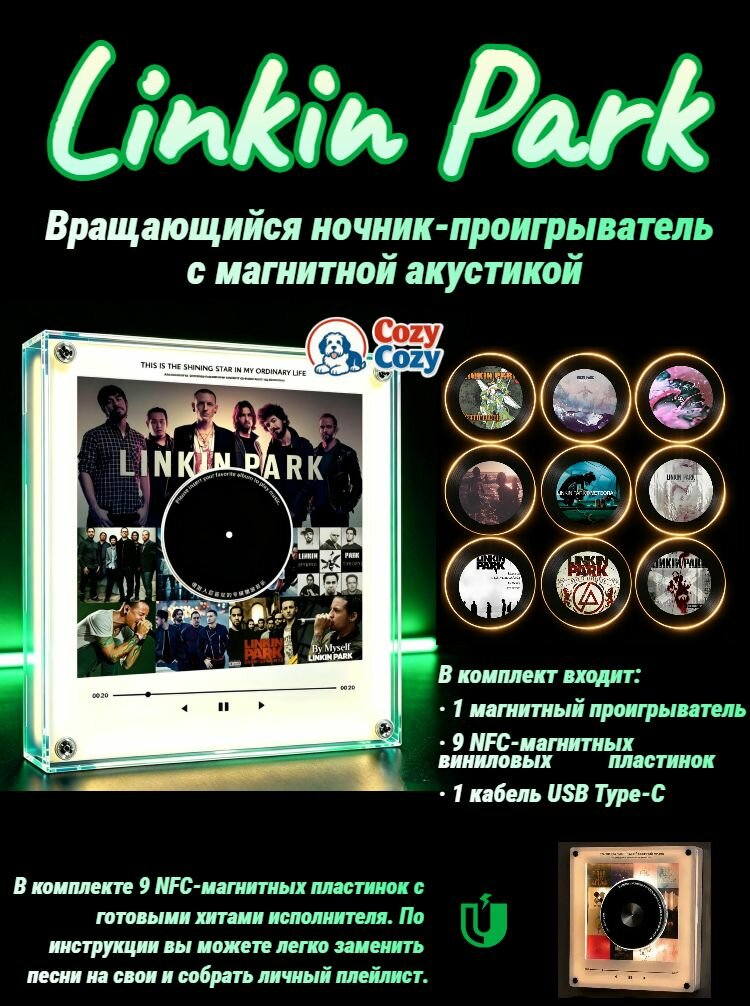 Магнит на холодильник с 9 дисками и индивидуальной песней_Linkin Park