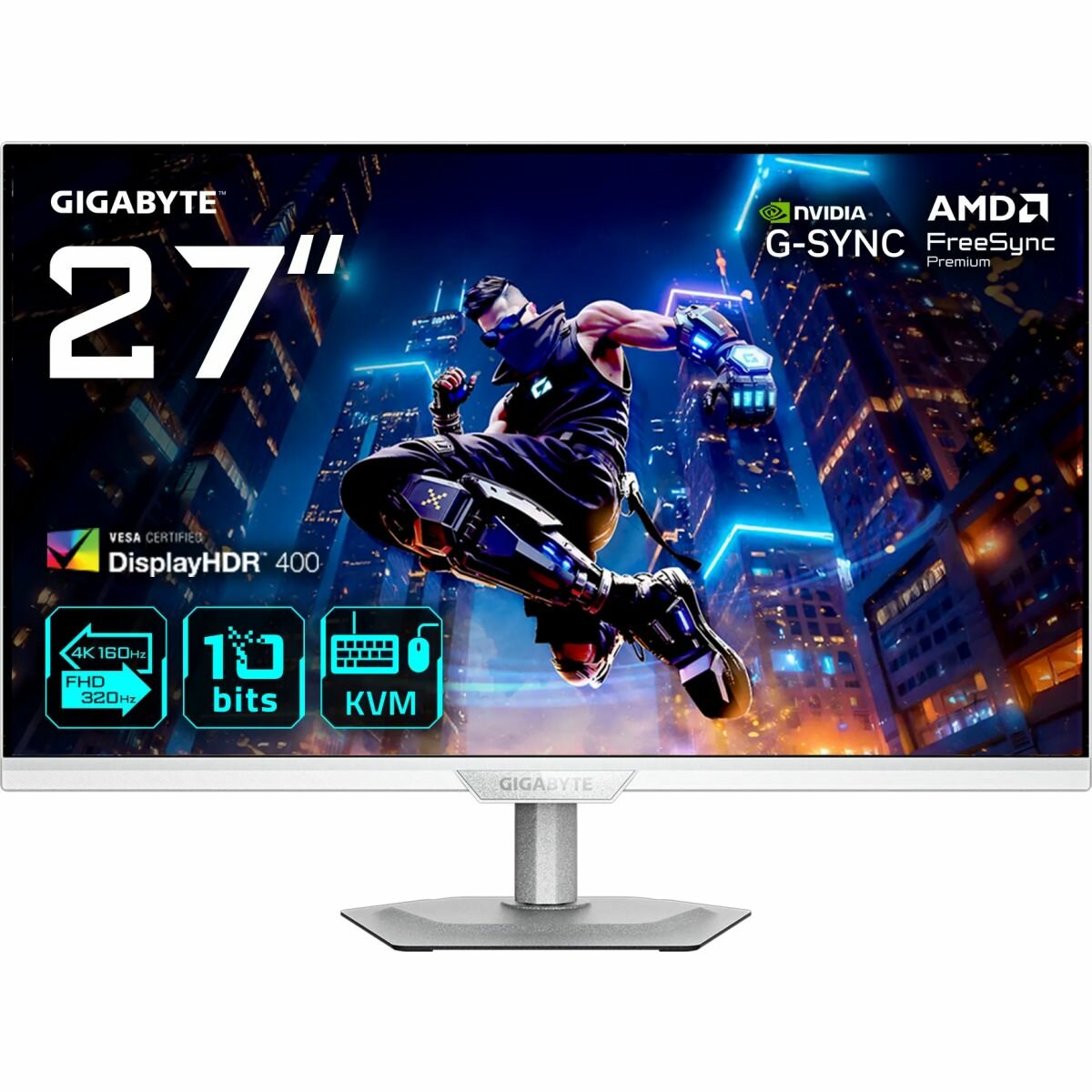 Монитор 27" Gigabyte M27UP ICE IPS 3840x2160, 160 Гц, 1 мс (GtG), 16:9, 350 кд/м , 2xHDMI 2.1, DP 1.4, USB-.