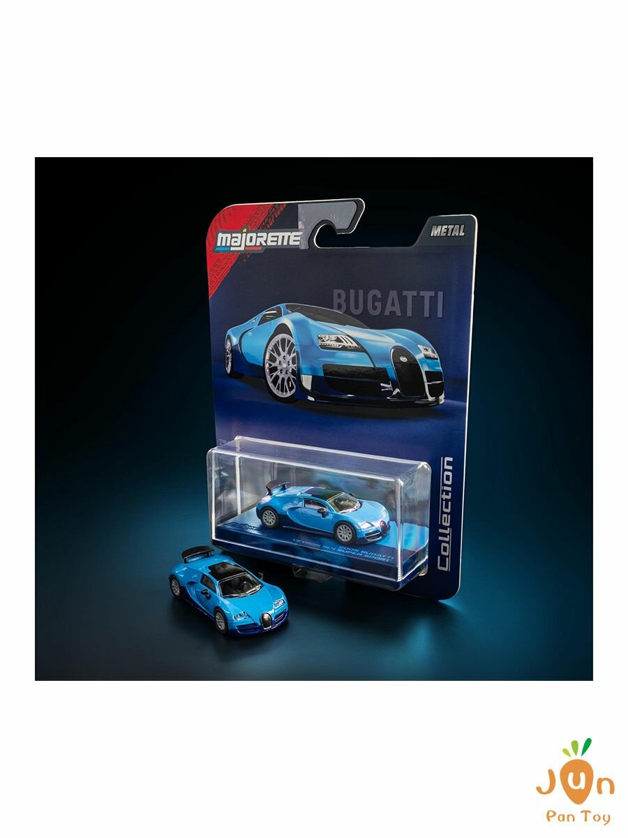 Majorette Wave 4 2005 BUGATTI VEYRON 16.4 SUPER SPORT / Игрушечный автомобиль, корпус из сплава в соотношении 1:64, синее и черное покрытие, изысканные детали, подходит для коллекции или подарка.