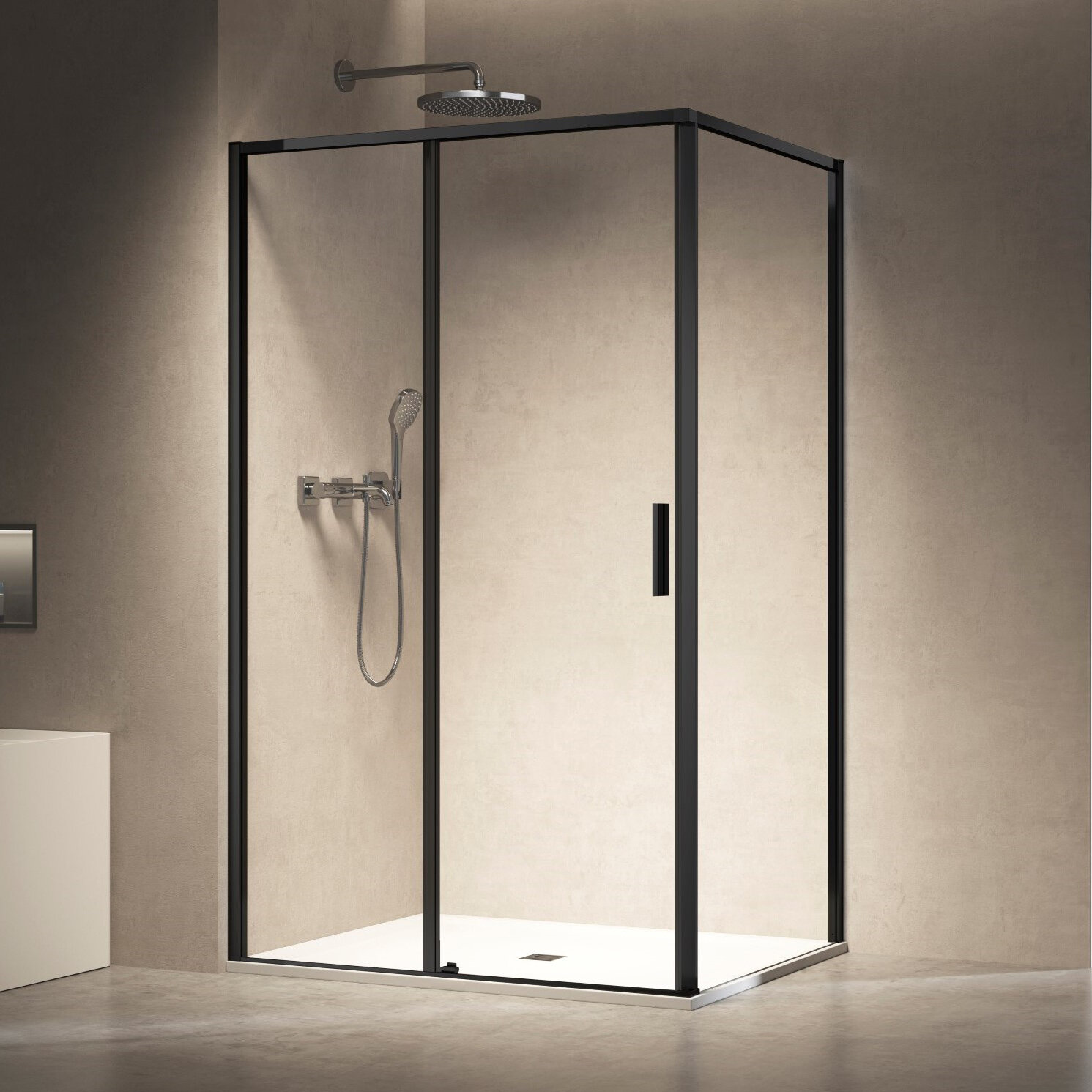 Душевой уголок Vincea Slim VSR-6SL8012CLB 120х80 см, профиль матовый черный, стекло прозрачное