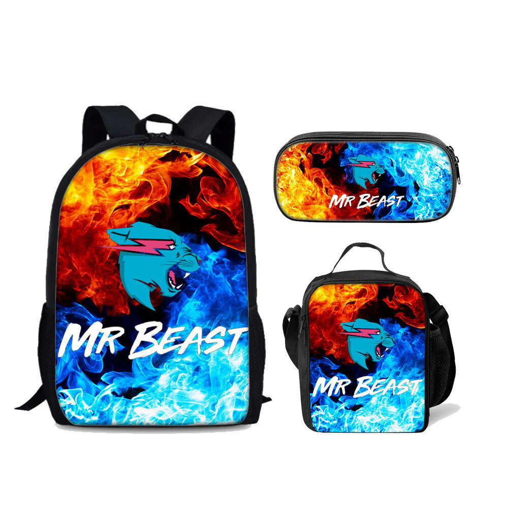Mr beast lightning cat casual backpack pack with digital pattern for everyday carry and school pattern 2