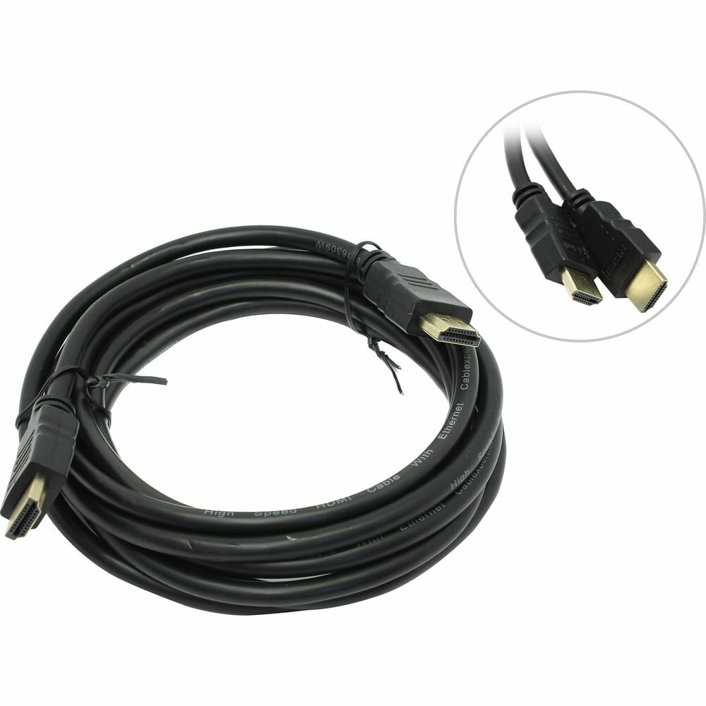 Кабель Cablexpert HDMI v2.0, 19M/19M, 3.0м, медь, черный, позолоченные разъемы, экран, пакет CC-HDMI4-10 — фото 1