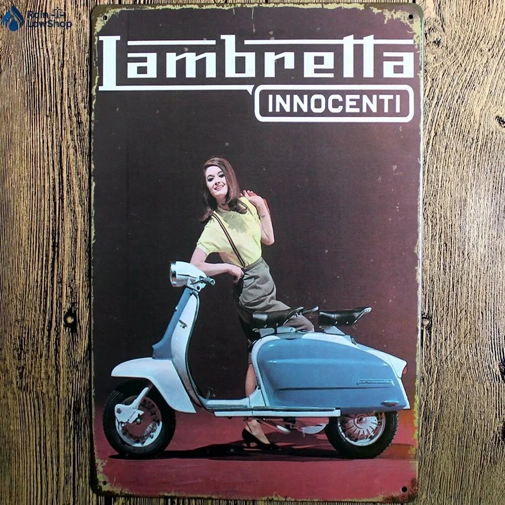 Декоративная металлическая плашка "Lambretta" Innocenti, 20х30 см, Железо/Жесть