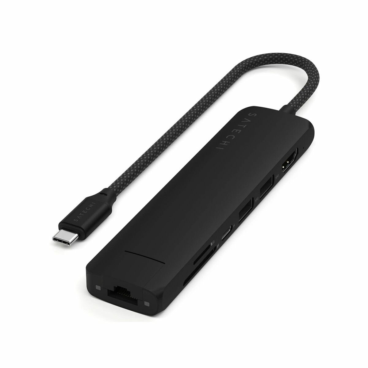 USB-хаб Satechi 7-in-1 USB-C Slim Multiport Adapter with Ethernet , до 80 Вт Черный Док-станция ST-P7SK