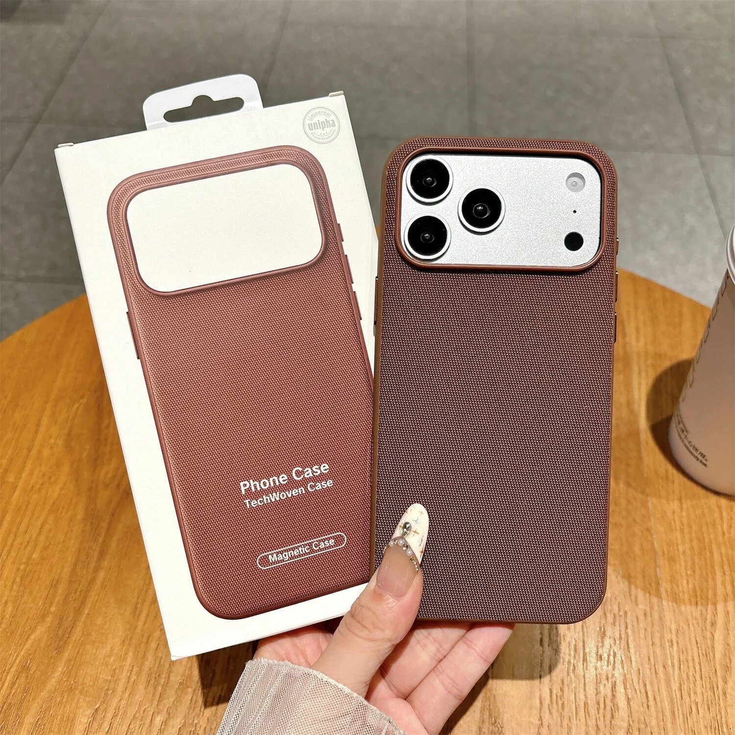 Оригинальный чехол Tech Woven для MagSafe для iPhone 17 Air 16 15 Plus iPhone 16, Коричневый, Brown