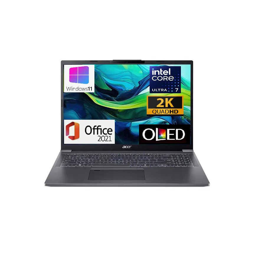 Ноутбук Acer 16" OLED 2K, Core 7 155H-16 ядер до 4.8 ггц, RAM 32 ГБ, SSD 1 TБ, Win 11 Pro+ Office, Рус. клав.