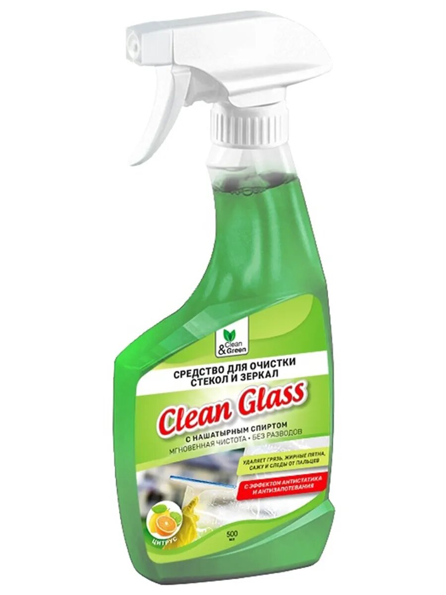 Средство для стекол и зеркал с нашатырным Clean&Green спиртом 500мл