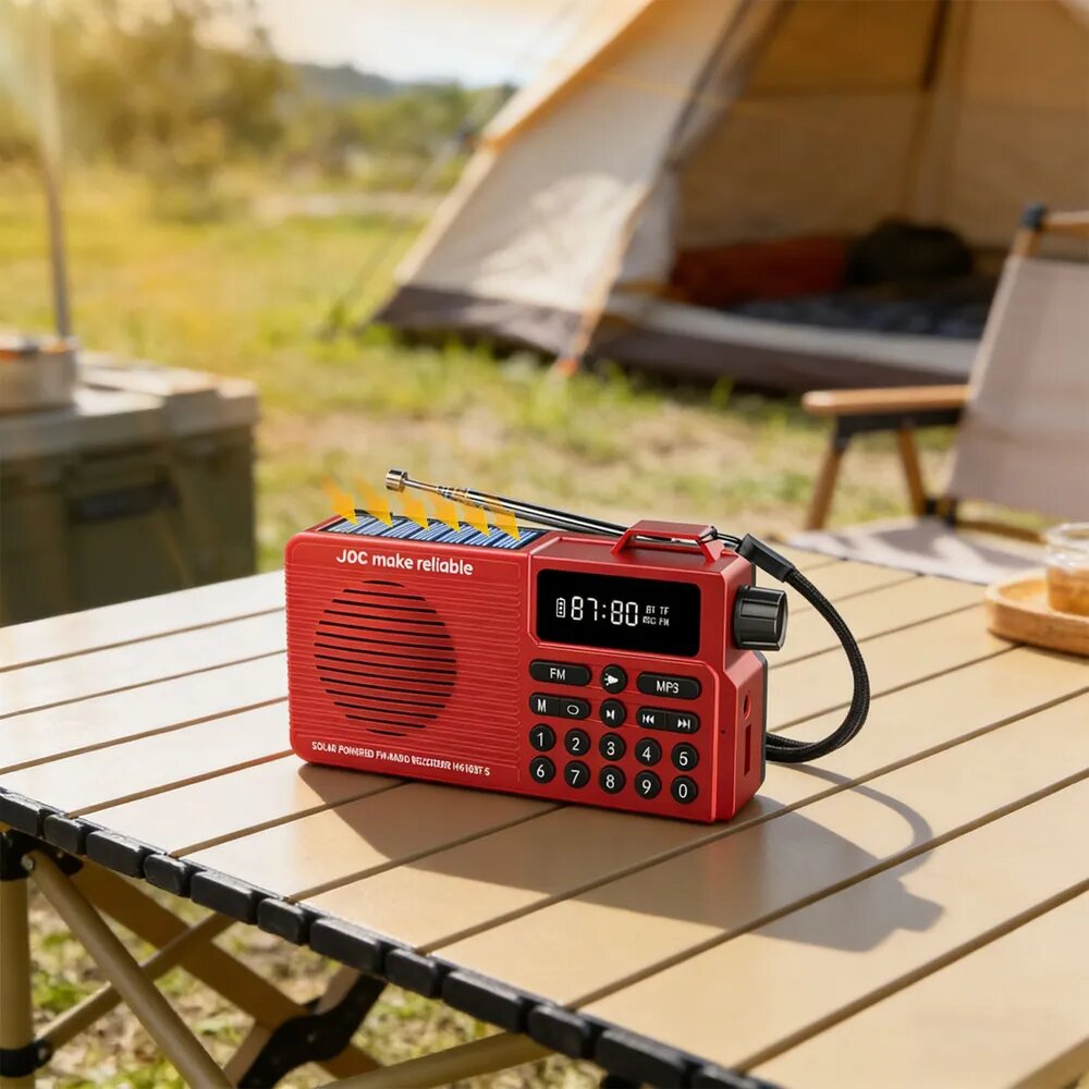 Портативный радиоприёмник с солнечной зарядкой, Bluetooth 6.0 и FM/AM-диапазоном