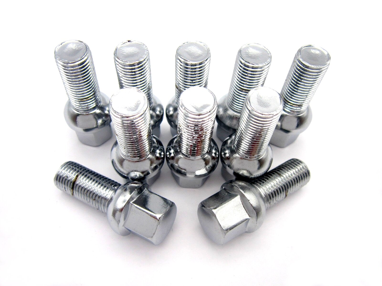 Болт крепежный M14x1,50х27 под 17 ключ, сфера, хром, Audi / VW/ Skoda/ Mercedes/ SEAT, 10 шт.