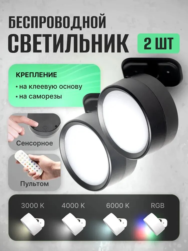 IQTRADE Настенный светильник, LED, 2 шт, 1 Вт, Черный