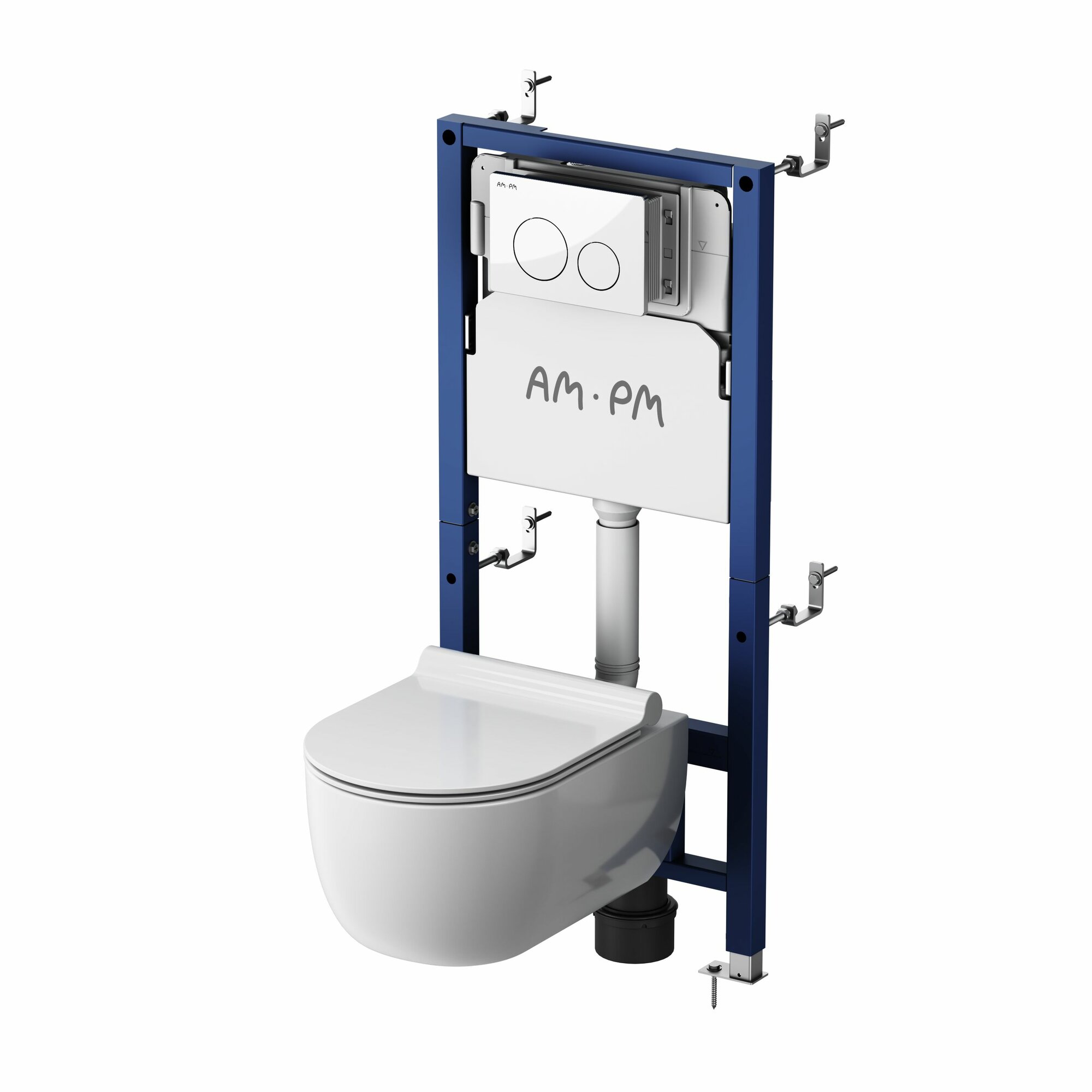 Инсталляция с унитазом подвесной безободковый Damixa Scandinavian Pure AM.PM SmartFit L хром быстросъемное с микролифтом