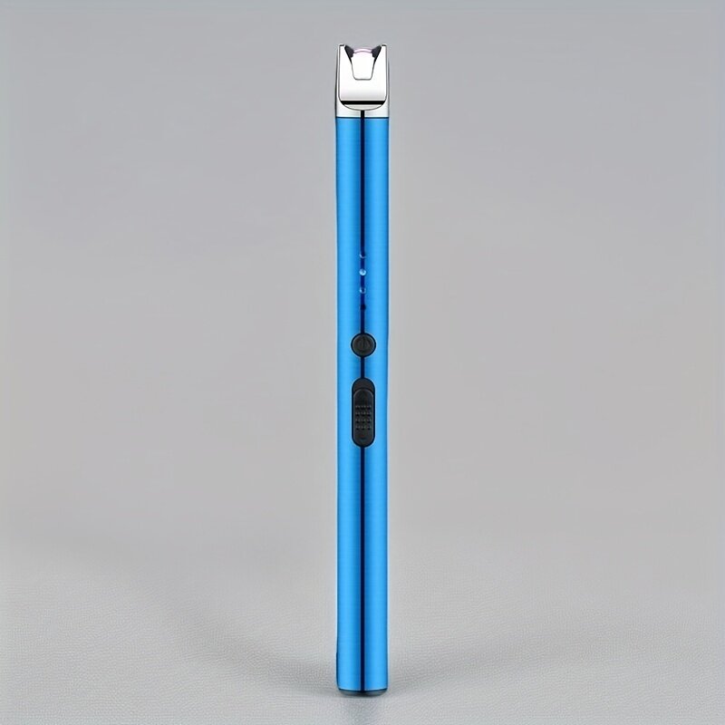 USB-электронная зажигалка ветрозащитная беспламенная с USB-зарядкой, синяя, для свечей, газовых плит, кемпинга и барбекю