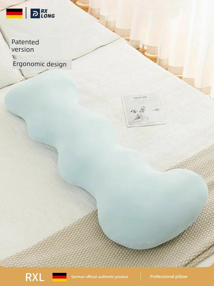 Замшевая подушка Sound Sleep для взрослых небесно-голубая с съемным чехлом и антибактериальной подкладкой, большого