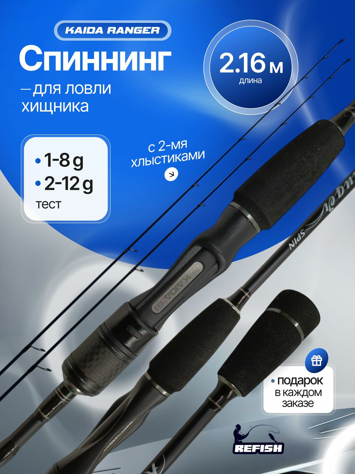 Спиннинг для рыбалки штекерный на хищника 2.16м