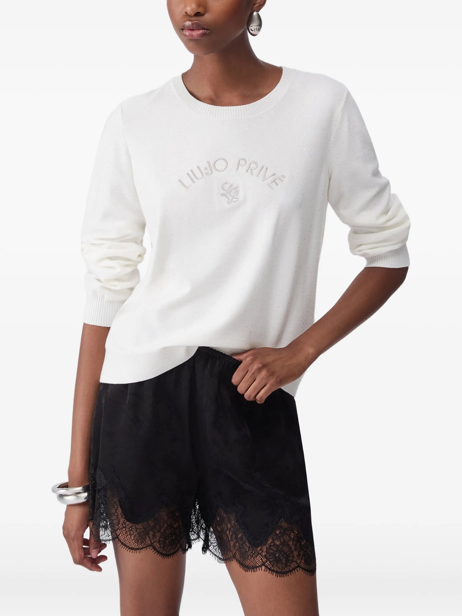 Топ LIU JO Top with micro sequins, размер 40, white — фото 1