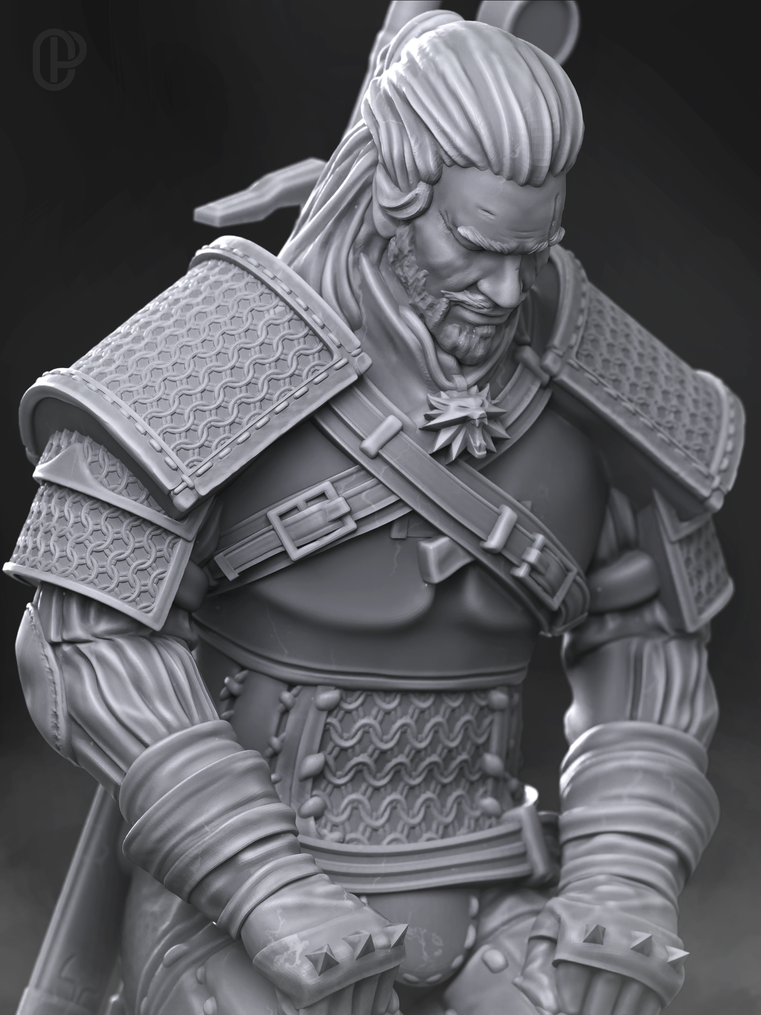 Миниатюра Геральт Ведьмак / Witcher - Видеоигры (70мм)