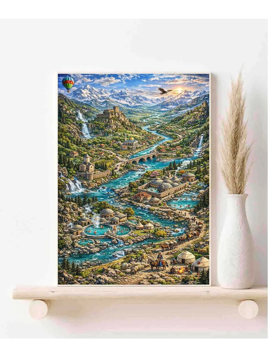 Кельбаджар, Азербайджан, Fantasy Map, Карта, Плакат 30x42см