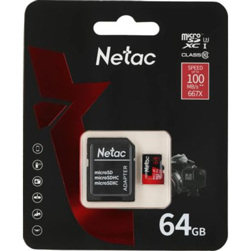 Память microSDXC UHS-I U3 NETAC P500 Extreme Pro 64 ГБ, Class 10, NT02P500PRO-064G-R