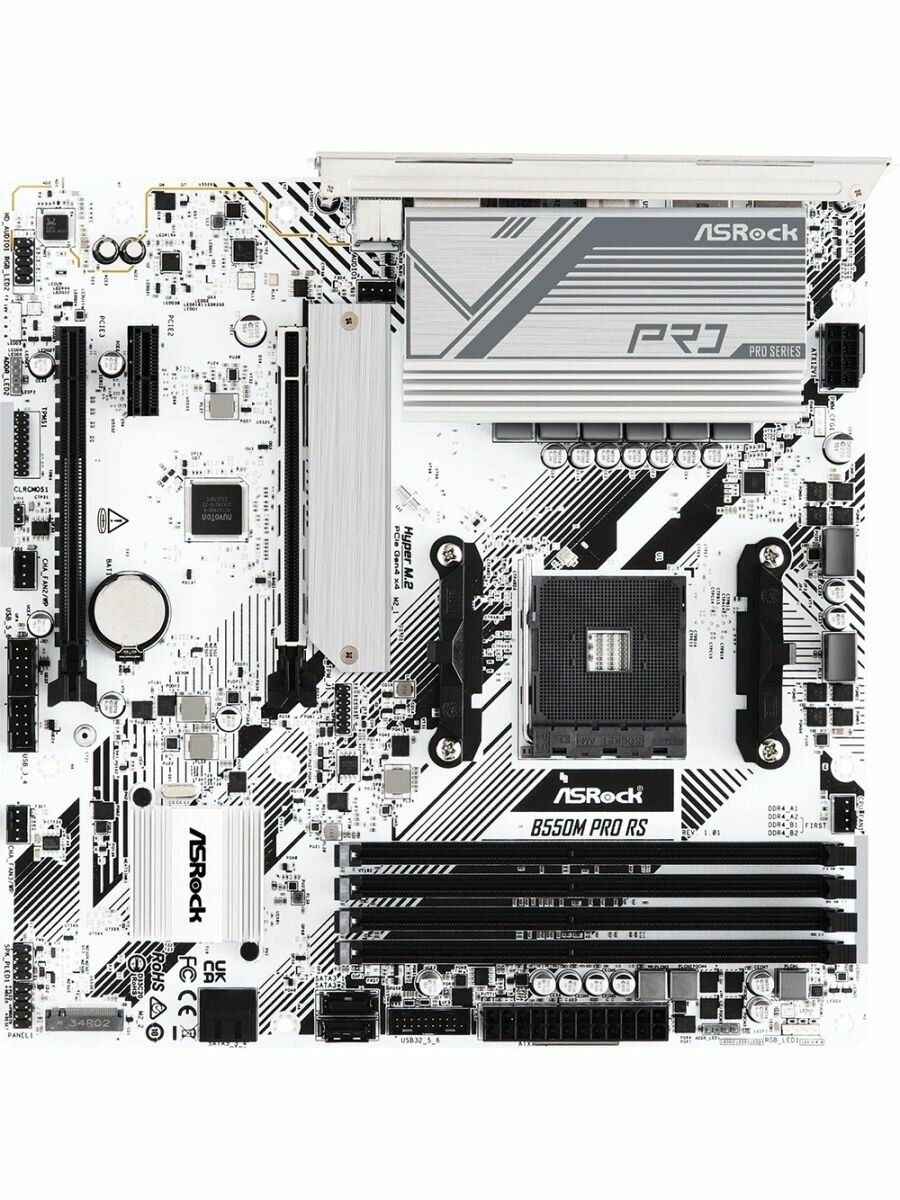 Материнская плата Asrock B550M Pro RS Soc-AM4 AMD B550 4xDDR4 mATX AC 97 8ch(7.1) 2.5Gg RAID+HDMI+DP