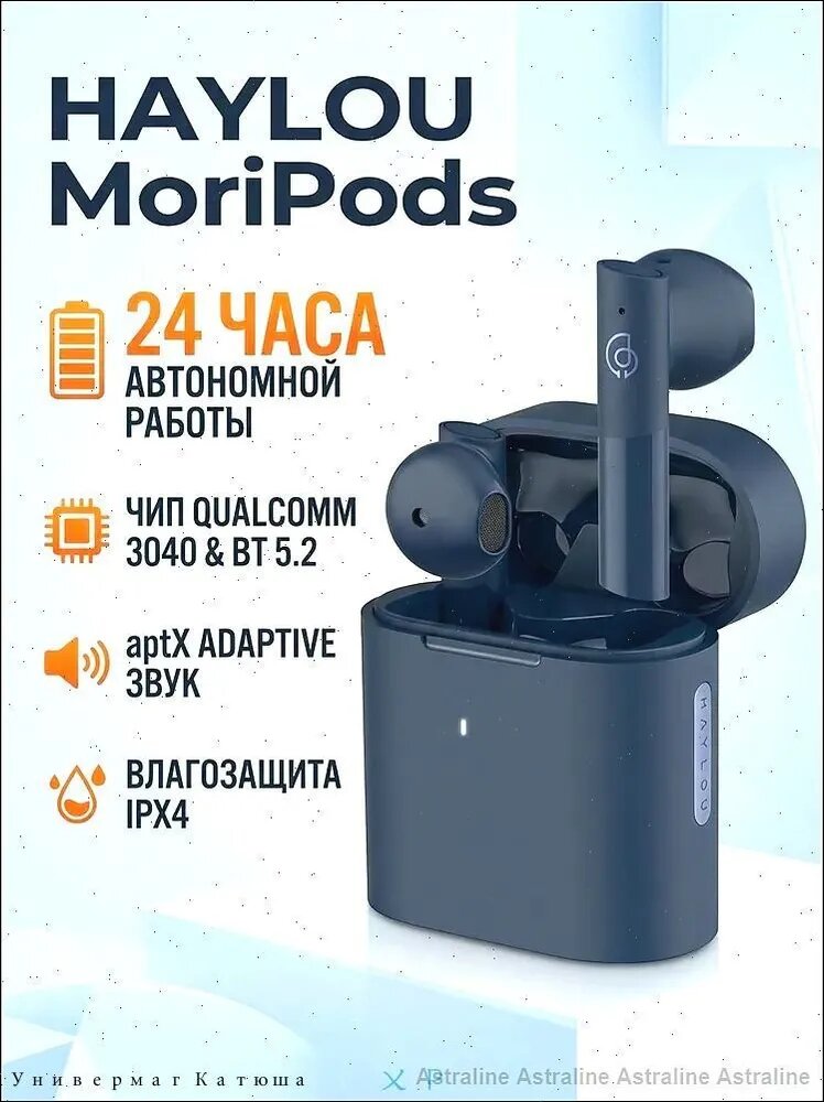 Наушники беспроводные, USB Type-C, лазурный