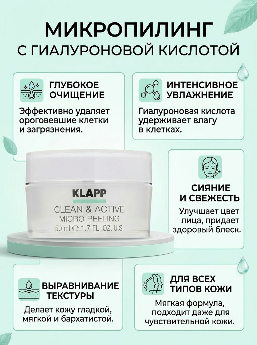 Микропилинг KLAPP Clean&Active Micro Peeling, для всех типов кожи, 50мл