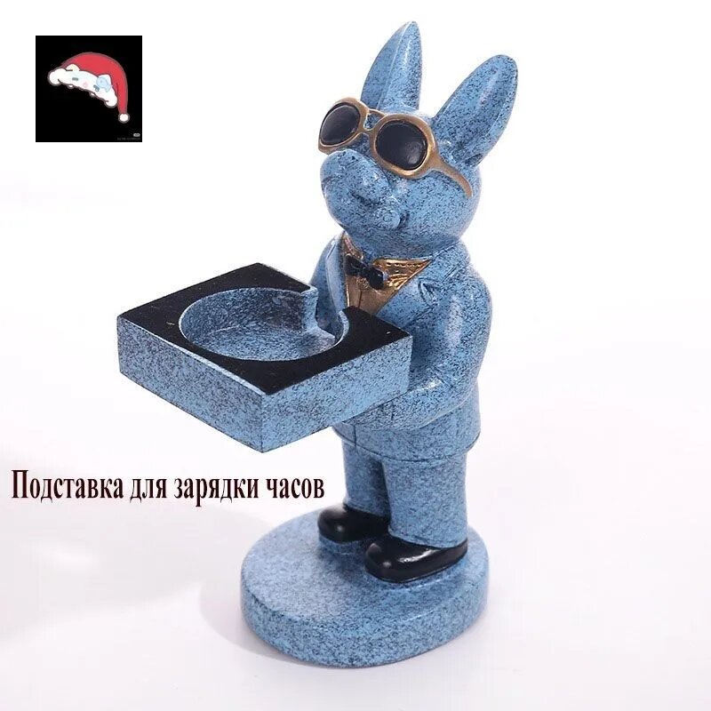 Подставка для зарядки часов, деревянная, синяя
