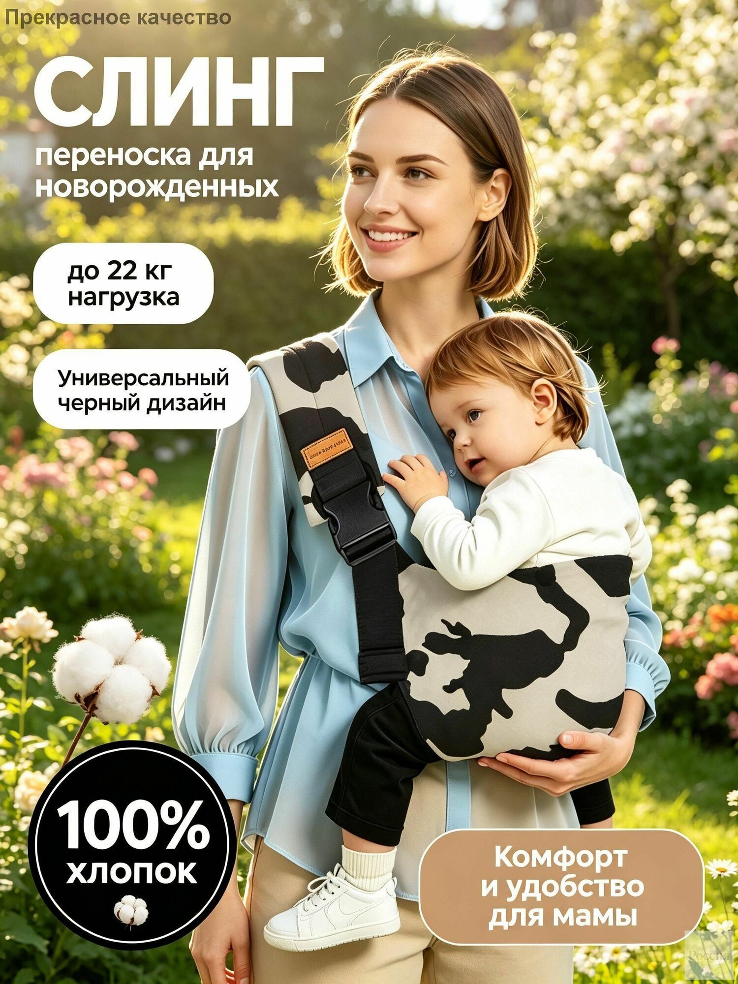 Май слинг для переноски детей, до 20 кг, регулируемый, полиэстер