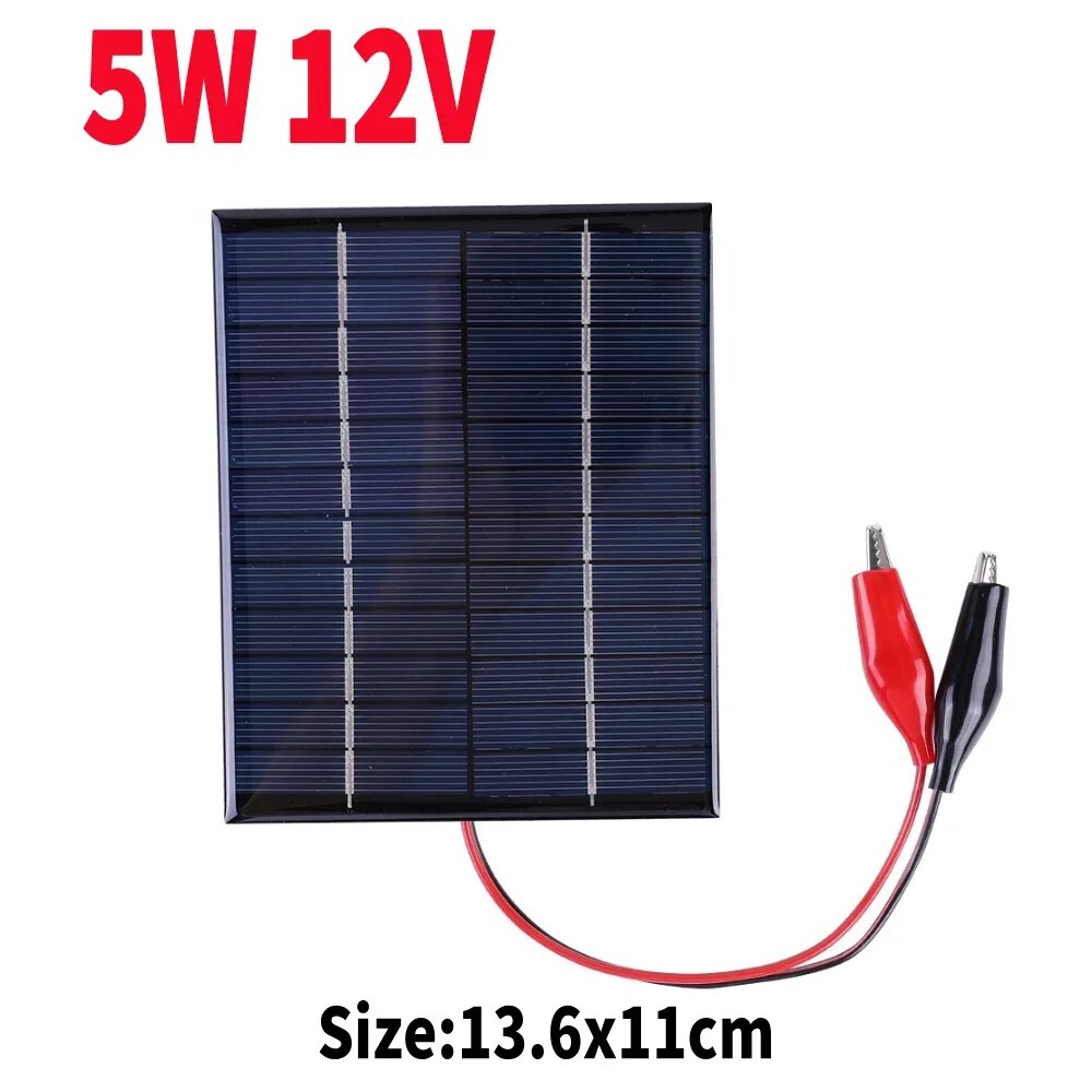 Портативная солнечная панель ALLOYSEED 5 Вт 12 В Красный, 5W 12V