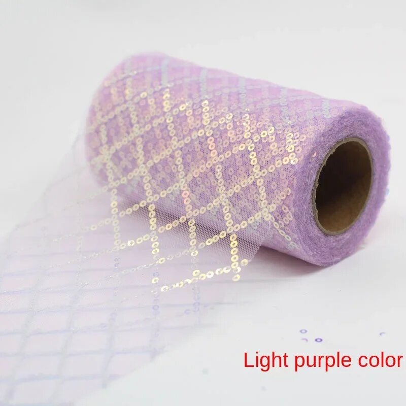 Лента органза с блестками и вышивкой merylover 12 см light purple