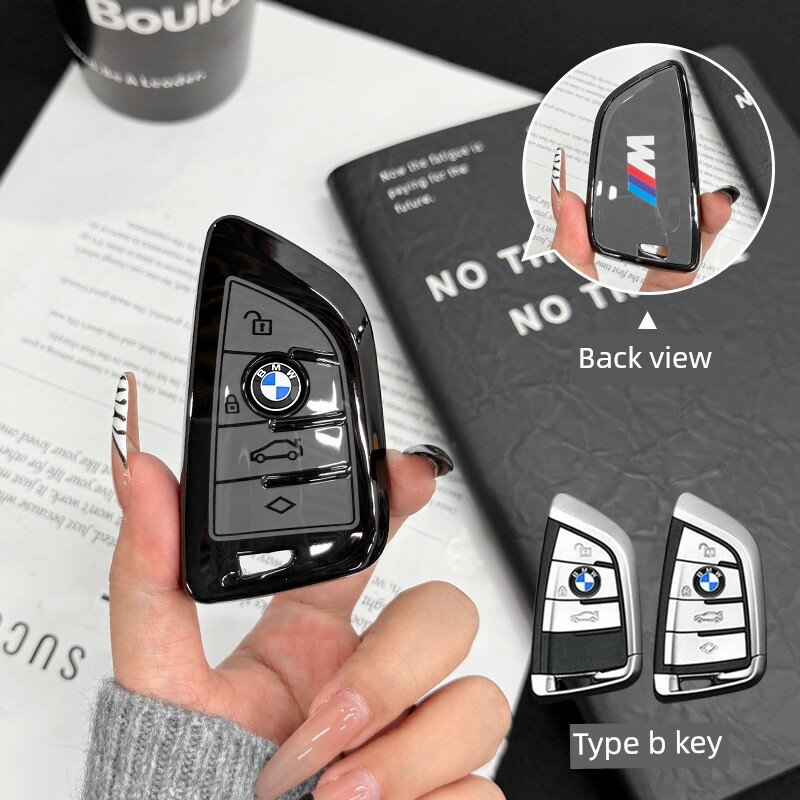 Одиночный чехол для ключа BMW X3/X5/X1 черно-серый с обратным ярлыком для автомобилей 3/5 серии