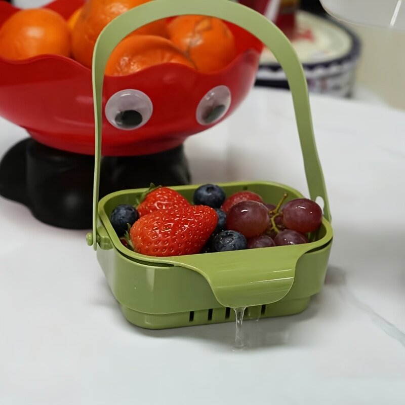 Складная выдвижная корзина для мойки с креплением на смеситель для мытья овощей и фильтрации остатков, ярко-зеленая