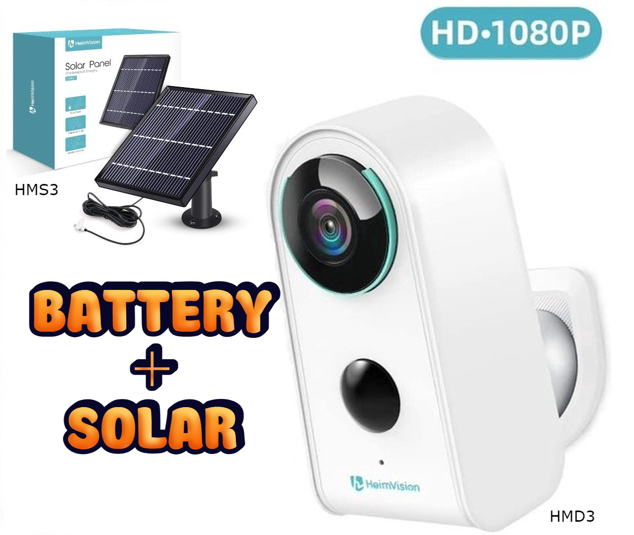 Беспроводная камера с солнечной панелью Heimvision HMD3, Wi-Fi, Аккумулятор 6000мАч, FullHD, Компактная, Гарантия 6 мес