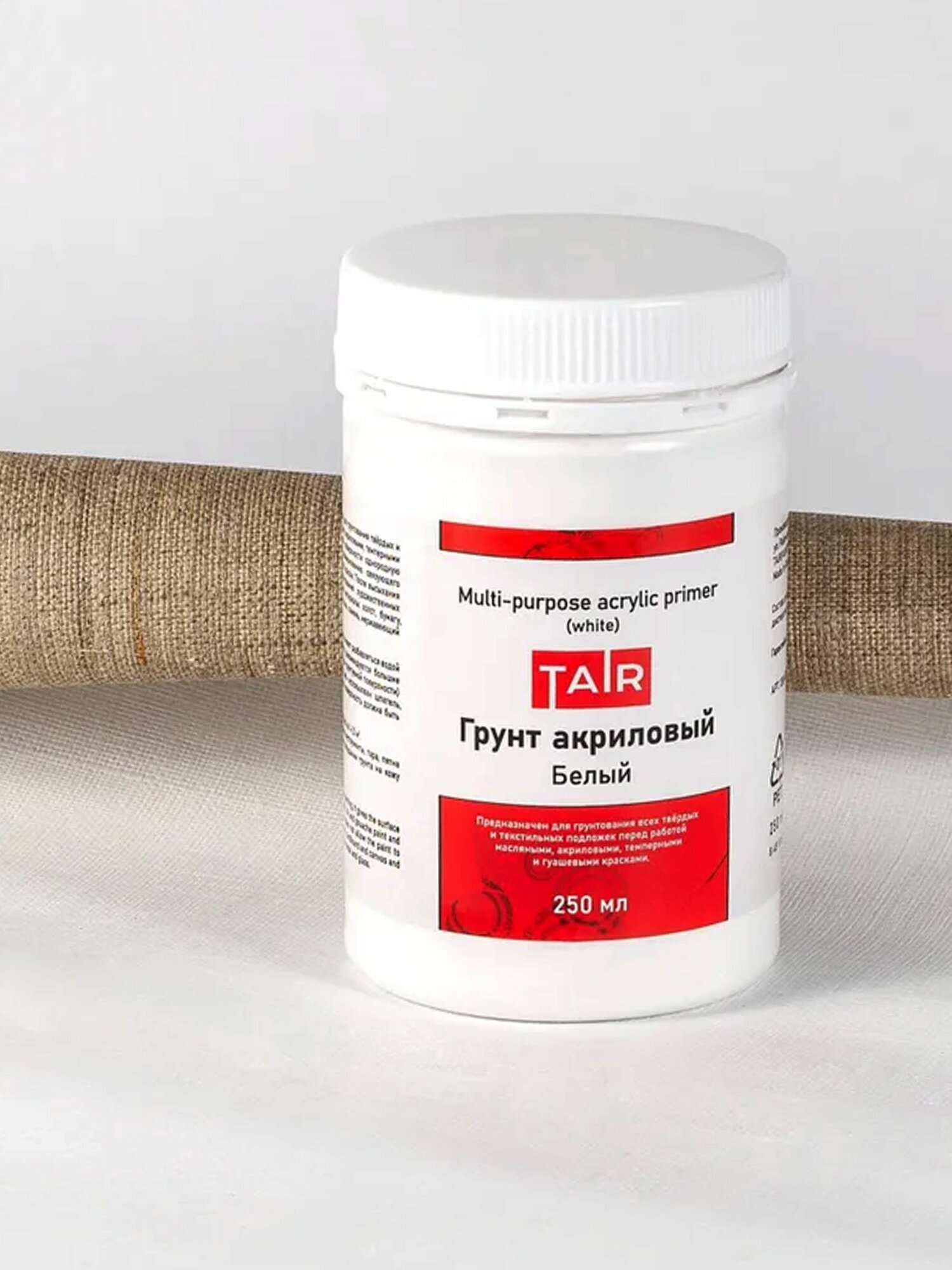 Грунт акриловый универсальный, художественная грунтовка "Таир", 250 мл, белый