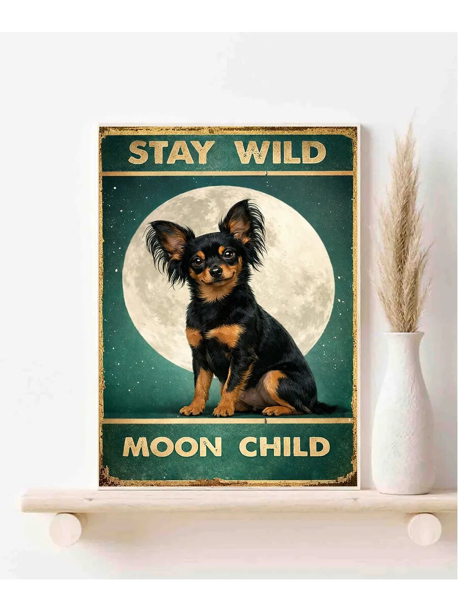Русский той-терьер, Stay Wild Moon Child, Плакат 30x42см