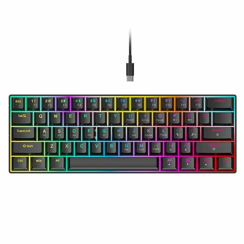 JOMAA Клавиатура проводная KEY201, (Cherry MX RGB Black Clear-Top), Русская раскладка, черный матовый