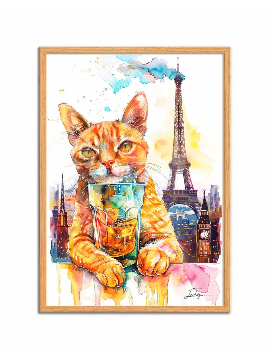 Кот Као Мани пьет виски 3, Плакат 30x42см
