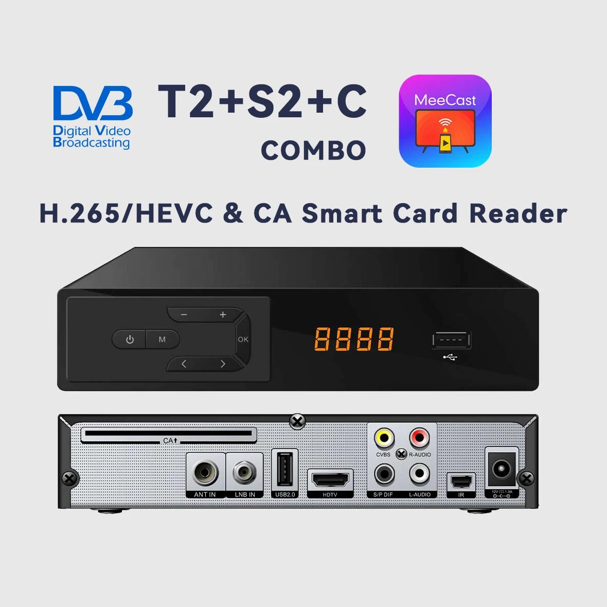Meecast COMBO DVB-S2/T2/C ресивер 100В-240В, вилка ЕС