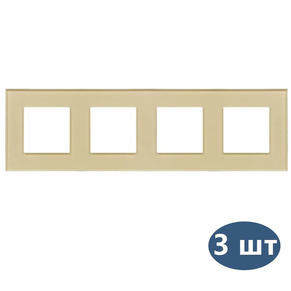 TOUCHMI Рамка электроустановочная, золотой, 4 пост, 3 шт.
