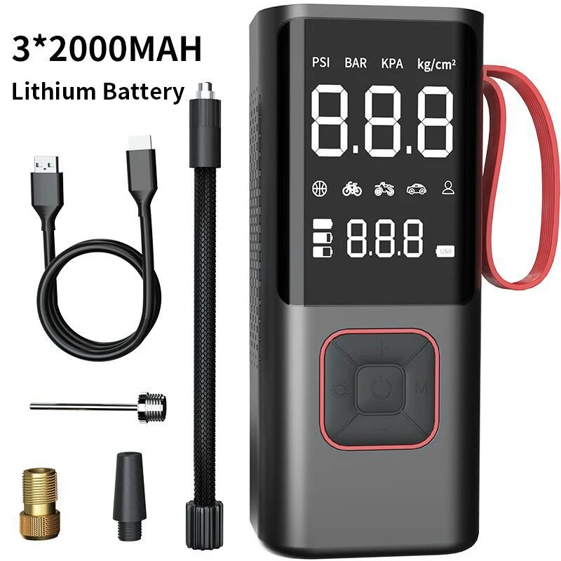 Беспроводной компрессор для шин 6000mAh, 150PSI, цифровой дисплей