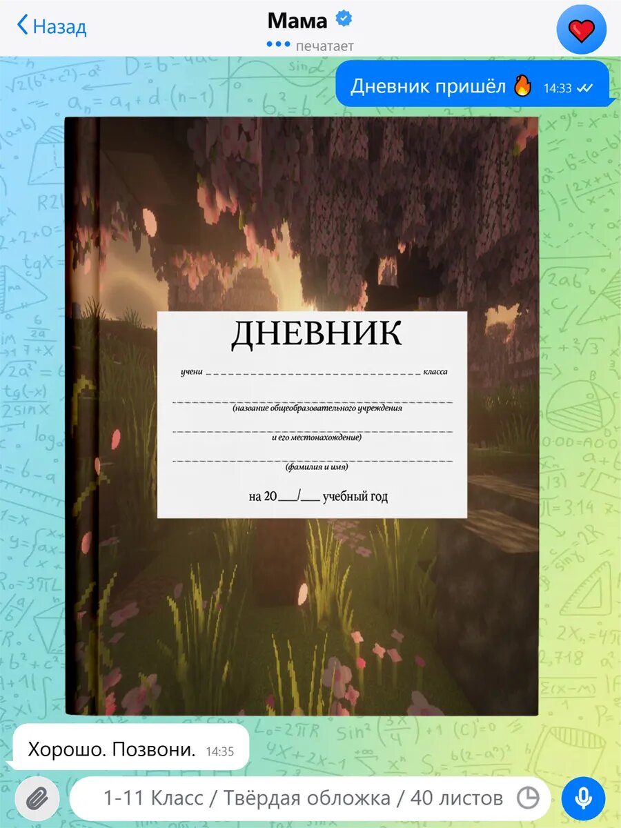 Школьный дневник с принтом Майнкрафт