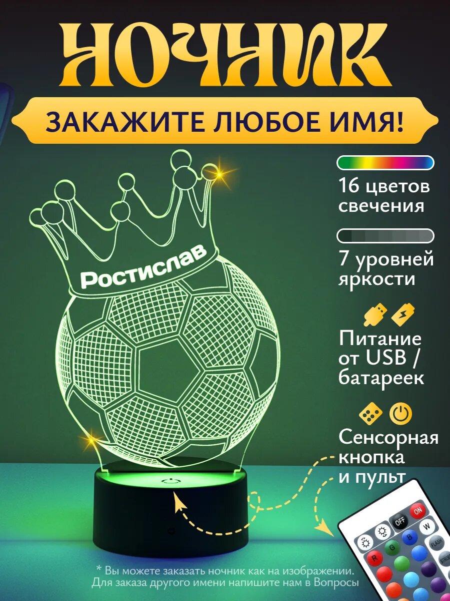 Ночник Ростислав - футбольный мяч с короной