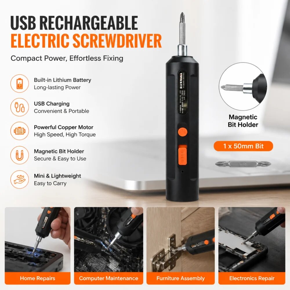 Aideepen Бесщёточная мини отвертка с USB зарядкой