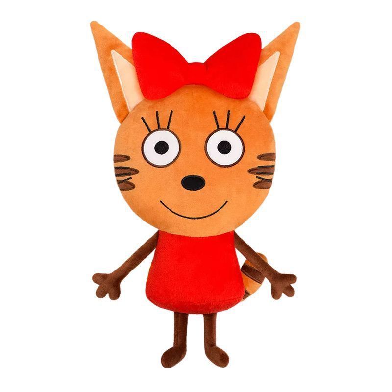 Мягкая игрушка "Мякиши" Компот Три Кота, подушка обнимашка, красный бант кошачье кафе 44 см 260 г